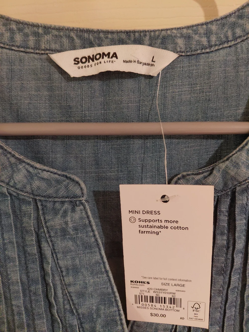 Sonoma | Dresses | Sonoma Light Blue Chambray Mini Dress | Poshmark